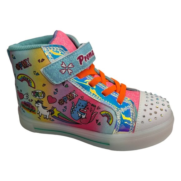 Promax | Shoes | Girls Light Up Rainbow High Tops Light Blue Velcro ...